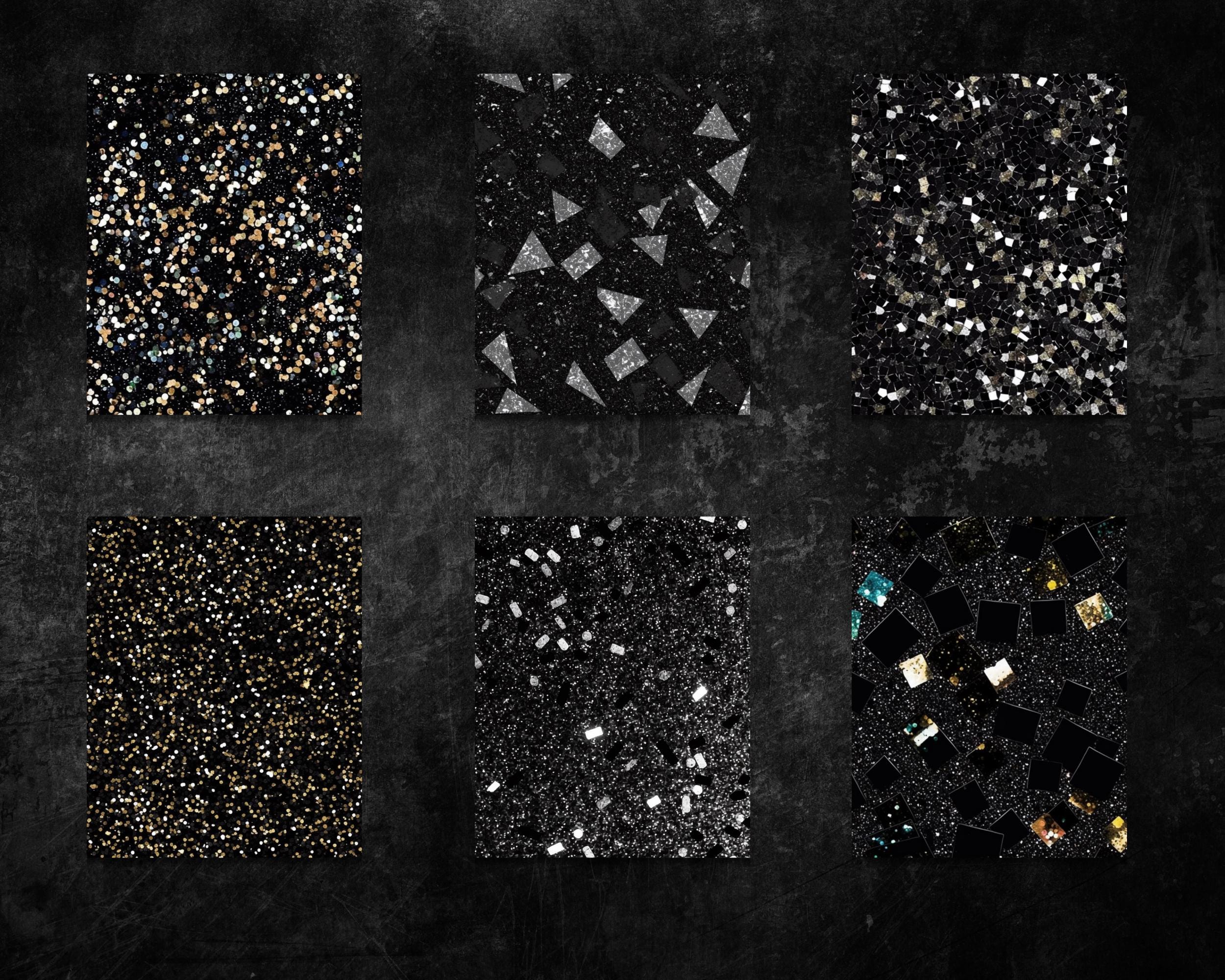 Black Glitter Textures, Seamless Glam Holographic Textures With Glitter ...