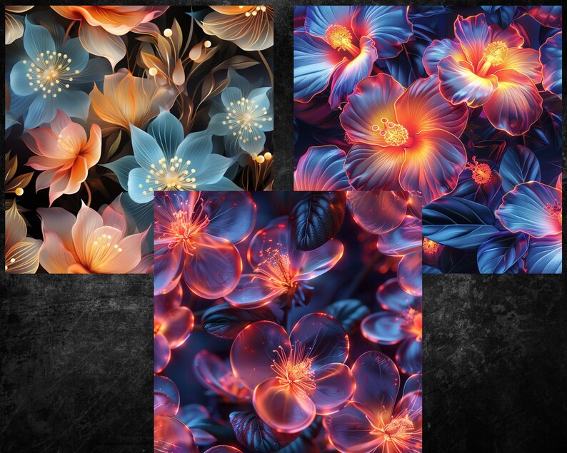 25 Neon Flowers Seamless Digital Paper, Neon Floral Seamless Pattern ...