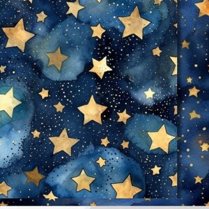 Starry Watercolor Digital Paper - Seamless Navy Watercolor Textures and ...