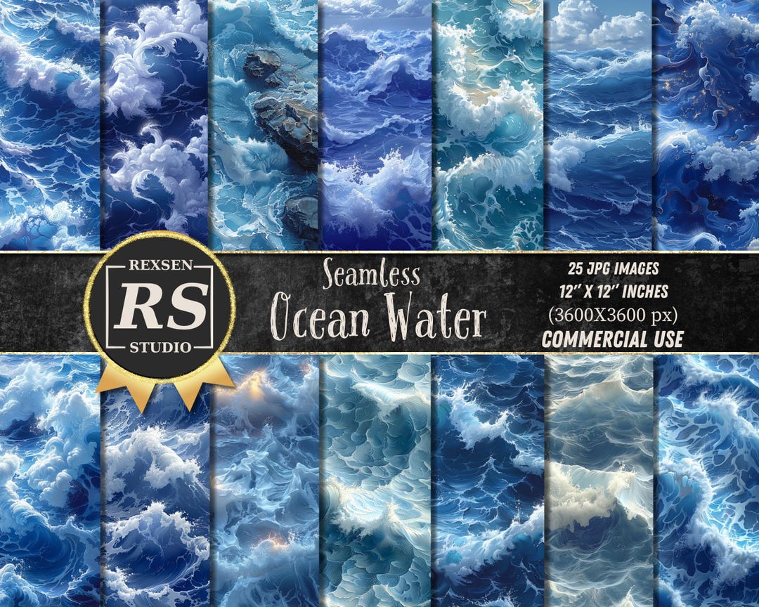 Ocean Water Digital Paper - 25 Seamless Digital Paper Patterns ...