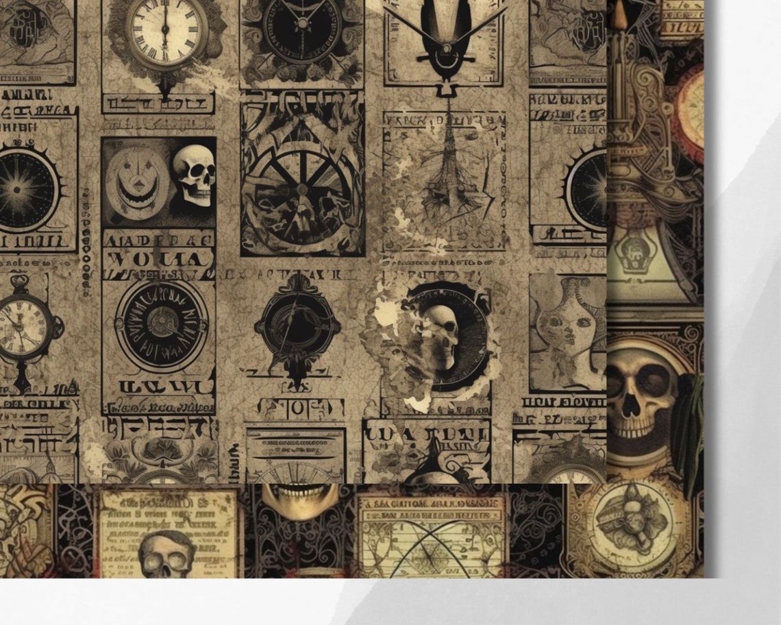 Gothic Junk Journal Pages, Dark Fantasy Scrapbook Page, Occult Journal ...