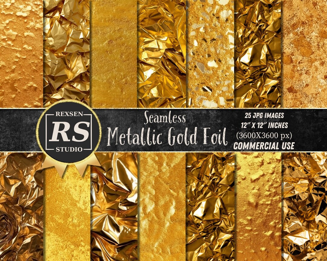 Gold Foil Shiny Metalic Digital Paper, Gold Digital Texture Paper ...
