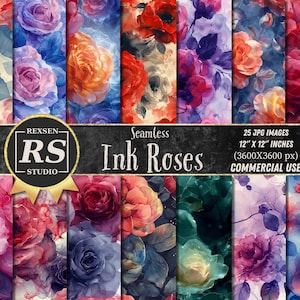 Ink Roses Digital Paper - Alcohol Ink Textures for Spring, Printable ...