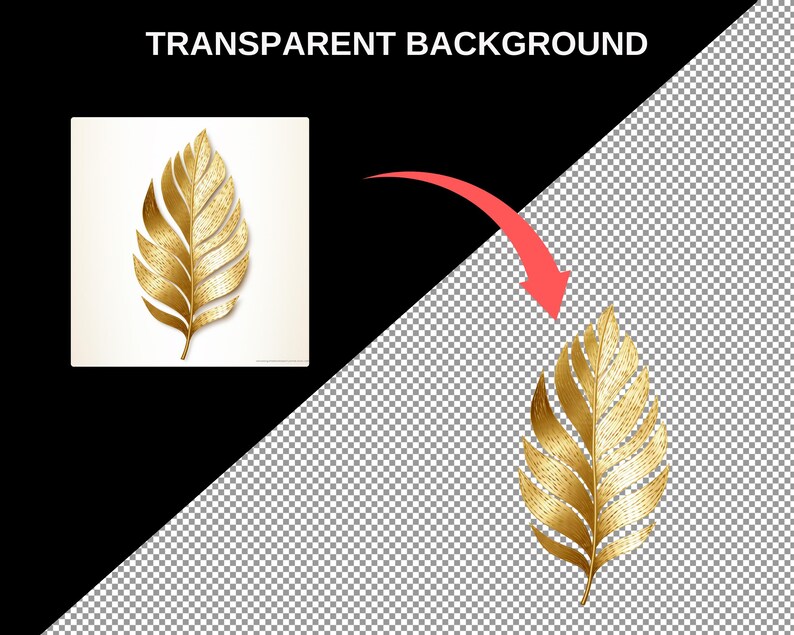 Green and Gold Tropical Leaf Clipart: PNG Graphics (commercial Use) - Etsy