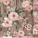 Blush Floral Wood Digital Paper, Shabby Pink Flowers and Wood ...