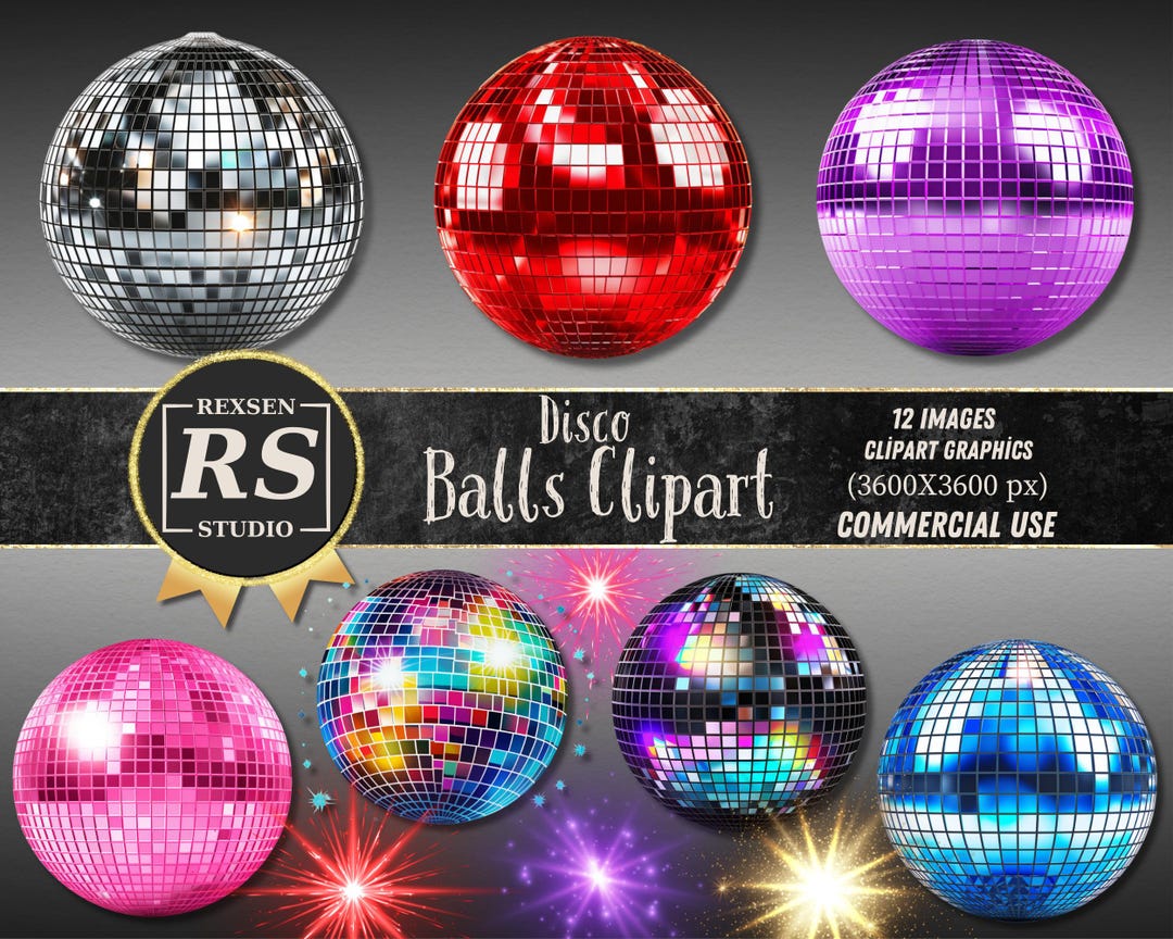 Disco Balls Clipart, Dance Party Graphics, Png Light Bursts, Mirror ...