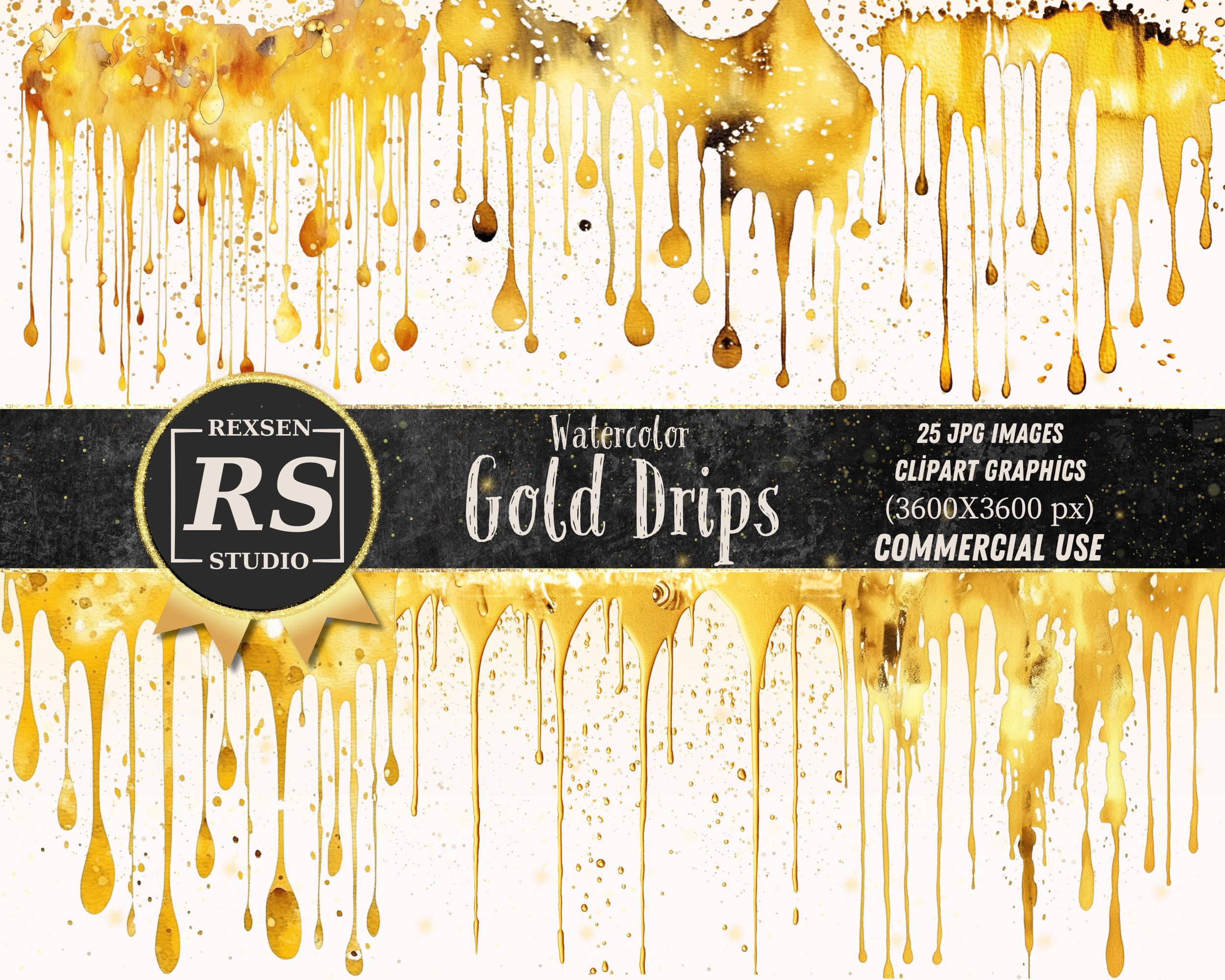 Gold Drip Clipart, Printable Gold Paint Splash Png, Gold Dripping ...