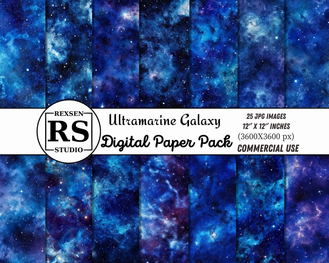 Ultramarine Galaxy Backgrounds Digital Paper - Outer Space Textures ...