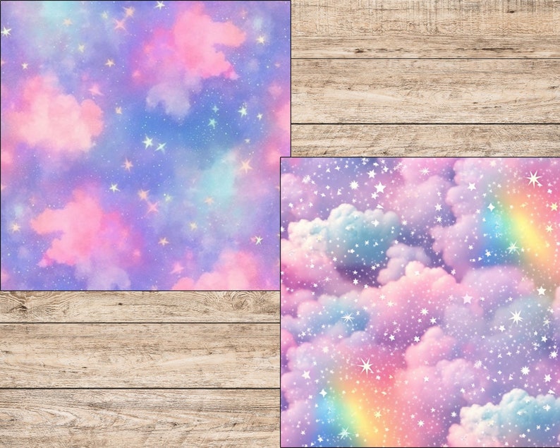 Pastel Galaxy Digital Paper, Cosmic Planner Sticker, Sky Background ...