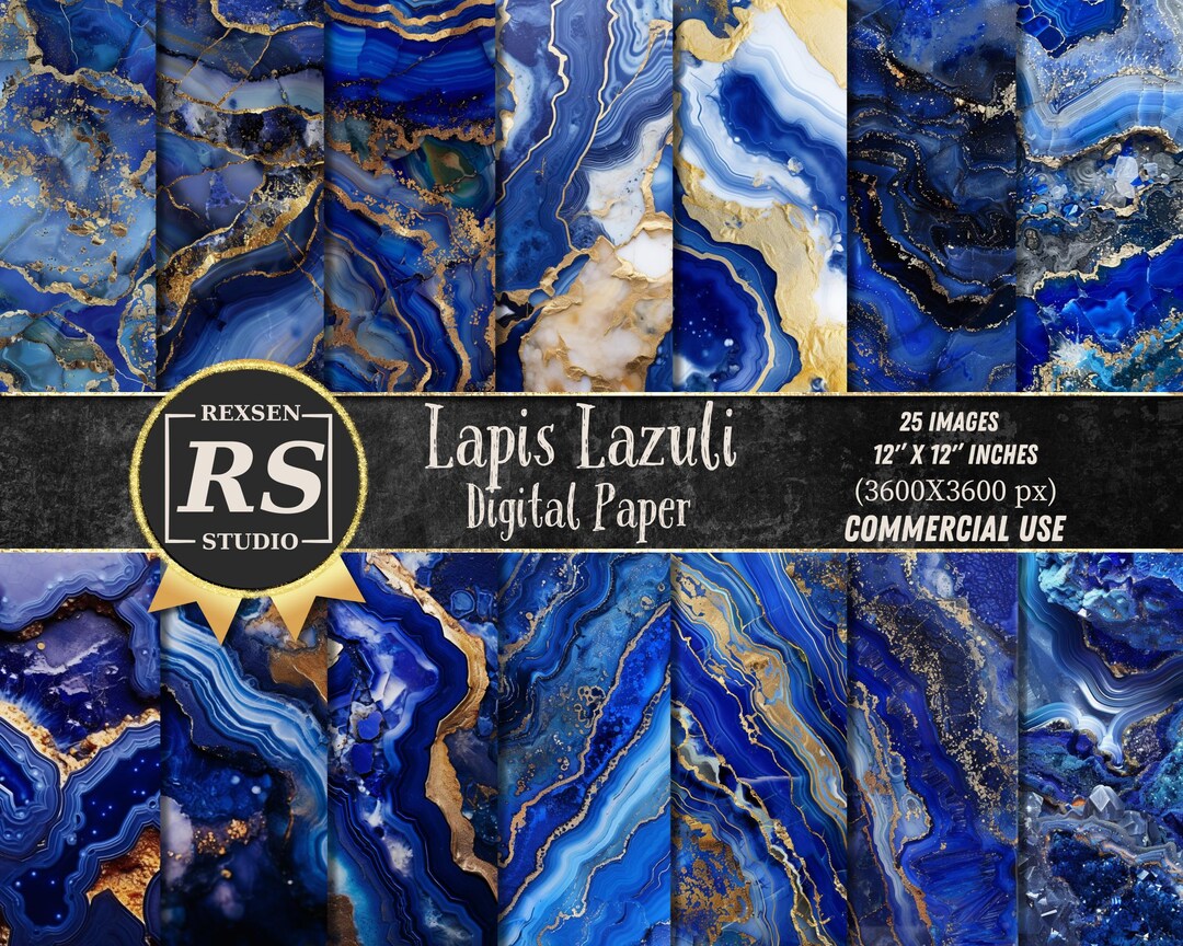 Lapis Lazuli Textures - Digital Papers With Gold Foil and Geode Agate ...