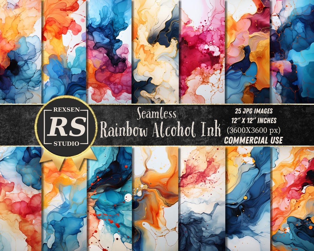 Rainbow Alcohol Ink Seamless Patterns: 25 Digital Papers (12x12in) - Etsy