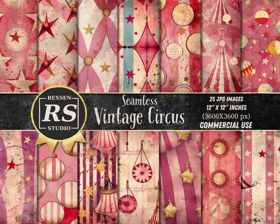 Vintage Circus Digital Paper Backgrounds Grunge Distressed Textures ...
