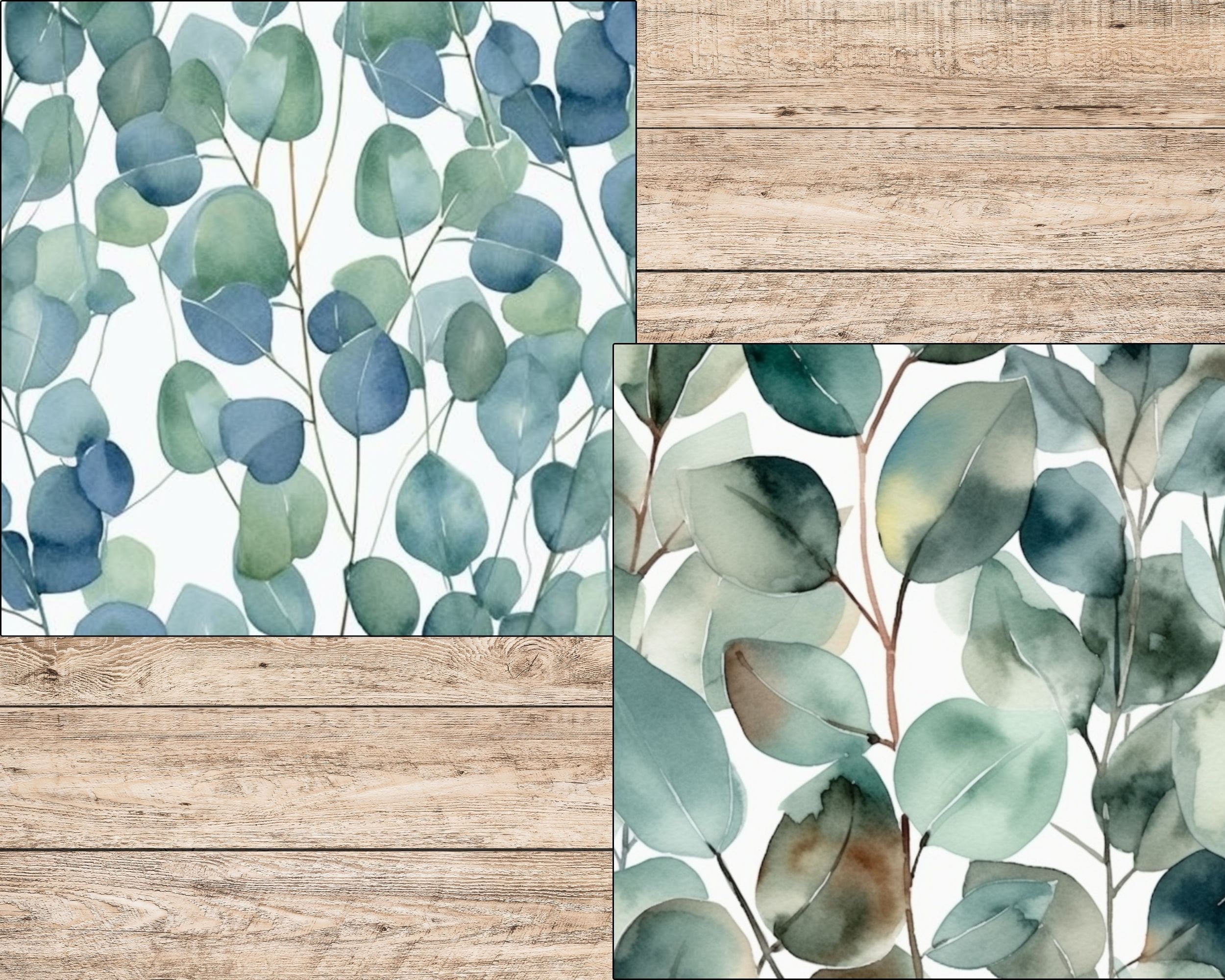 Watercolor Eucalyptus Digital Paper Pack: Seamless Leaves Print ...