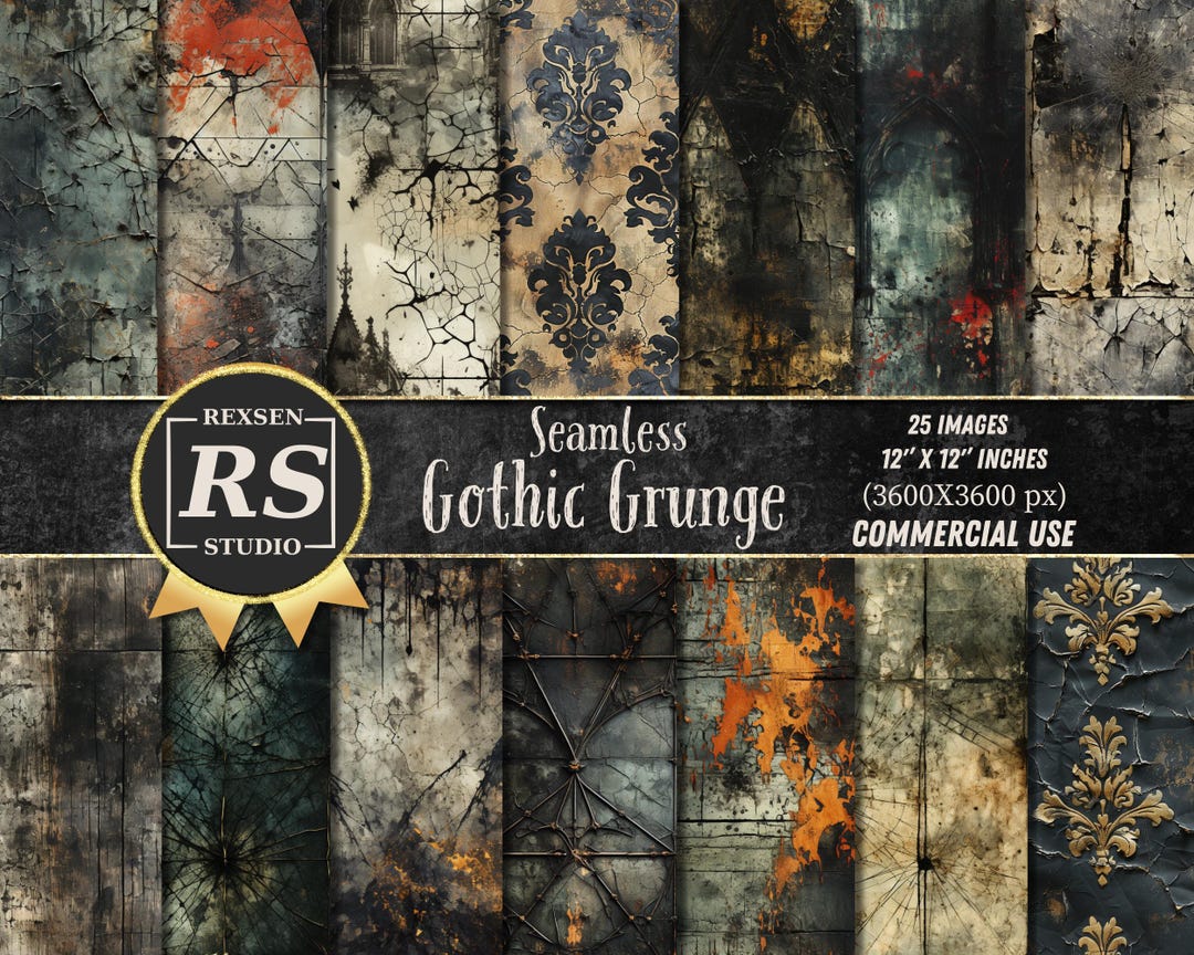 25 Gothic Grunge Digital Paper, Distressed Texture Backgrounds, Vintage ...