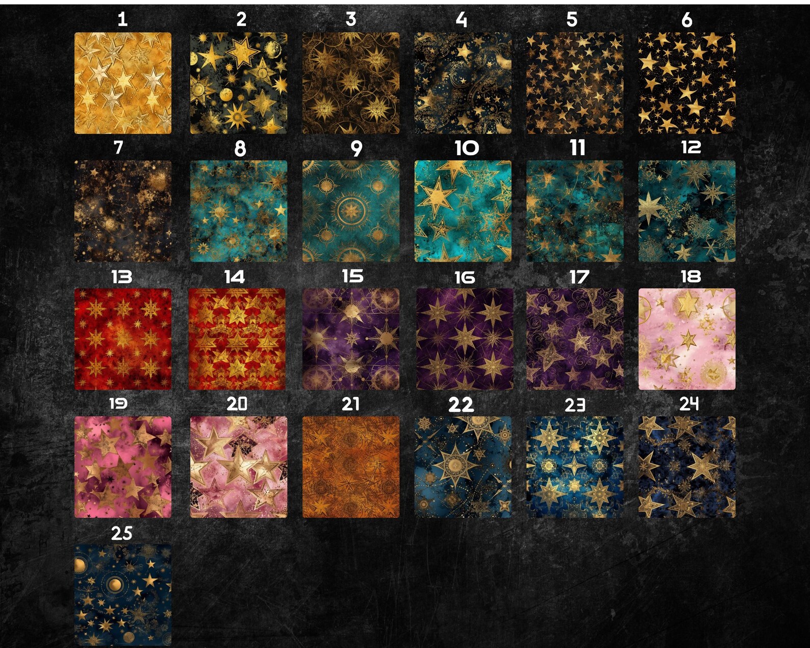25 Celestial Gold Star Velvet Digital Paper Pack (PDF) | Seamless ...