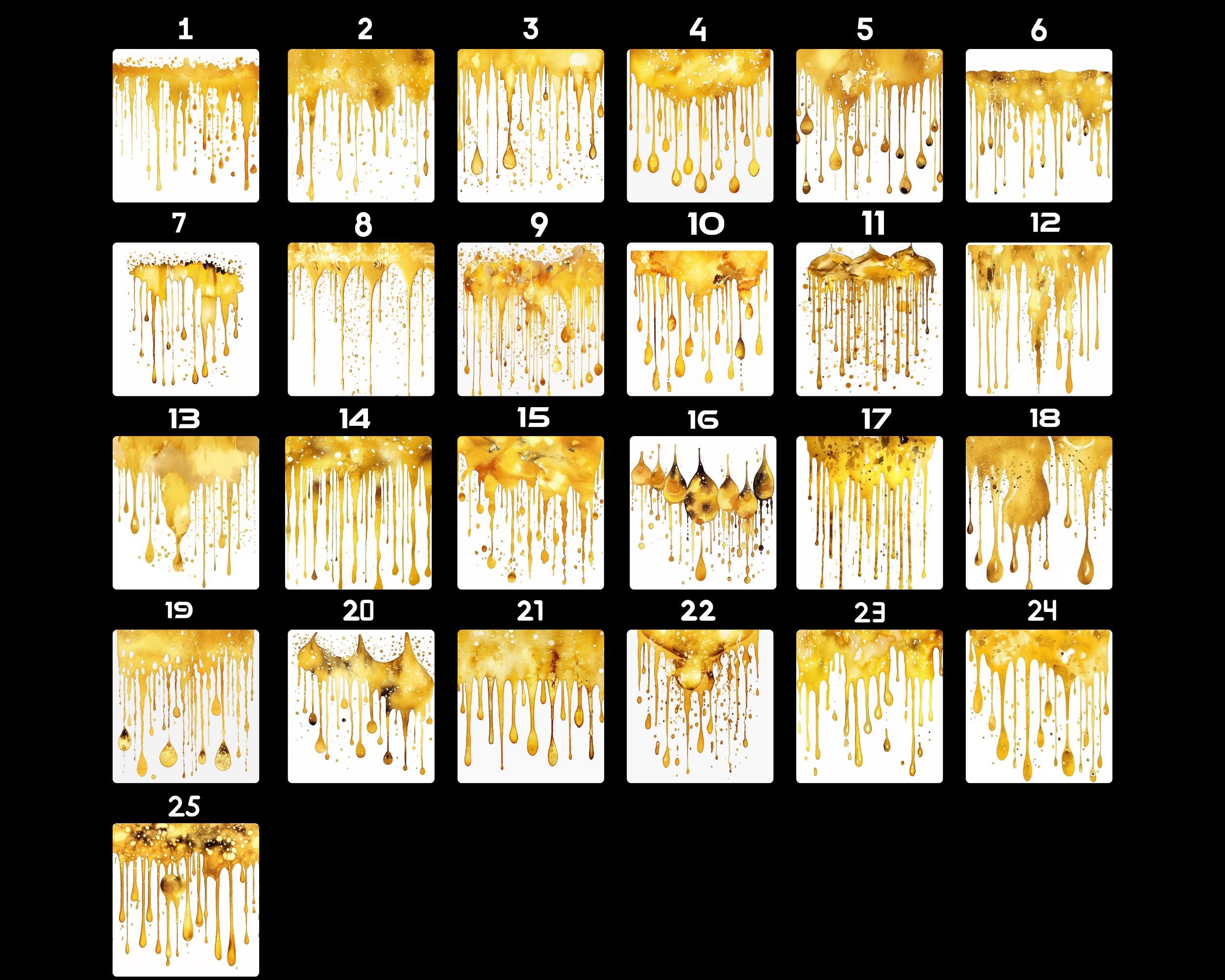 Gold Drip Clipart, Printable Gold Paint Splash Png, Gold Dripping ...
