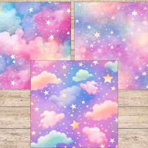 Pastel Galaxy Digital Paper, Cosmic Planner Sticker, Sky Background ...
