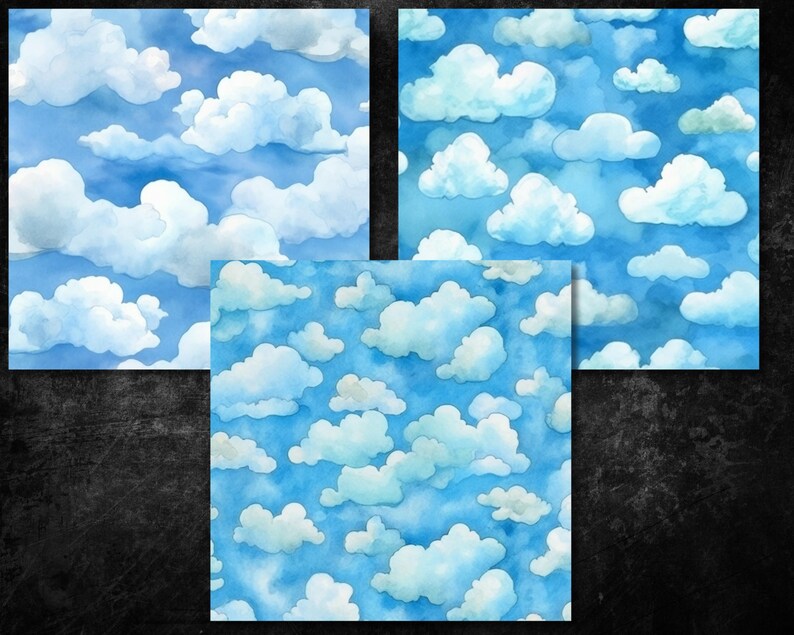 Watercolor Cloud Digital Paper: Seamless Sky Patterns (PDF) - Etsy