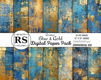 Grunge Purple and Gold Digital Paper, Distressed Gold Textures ...