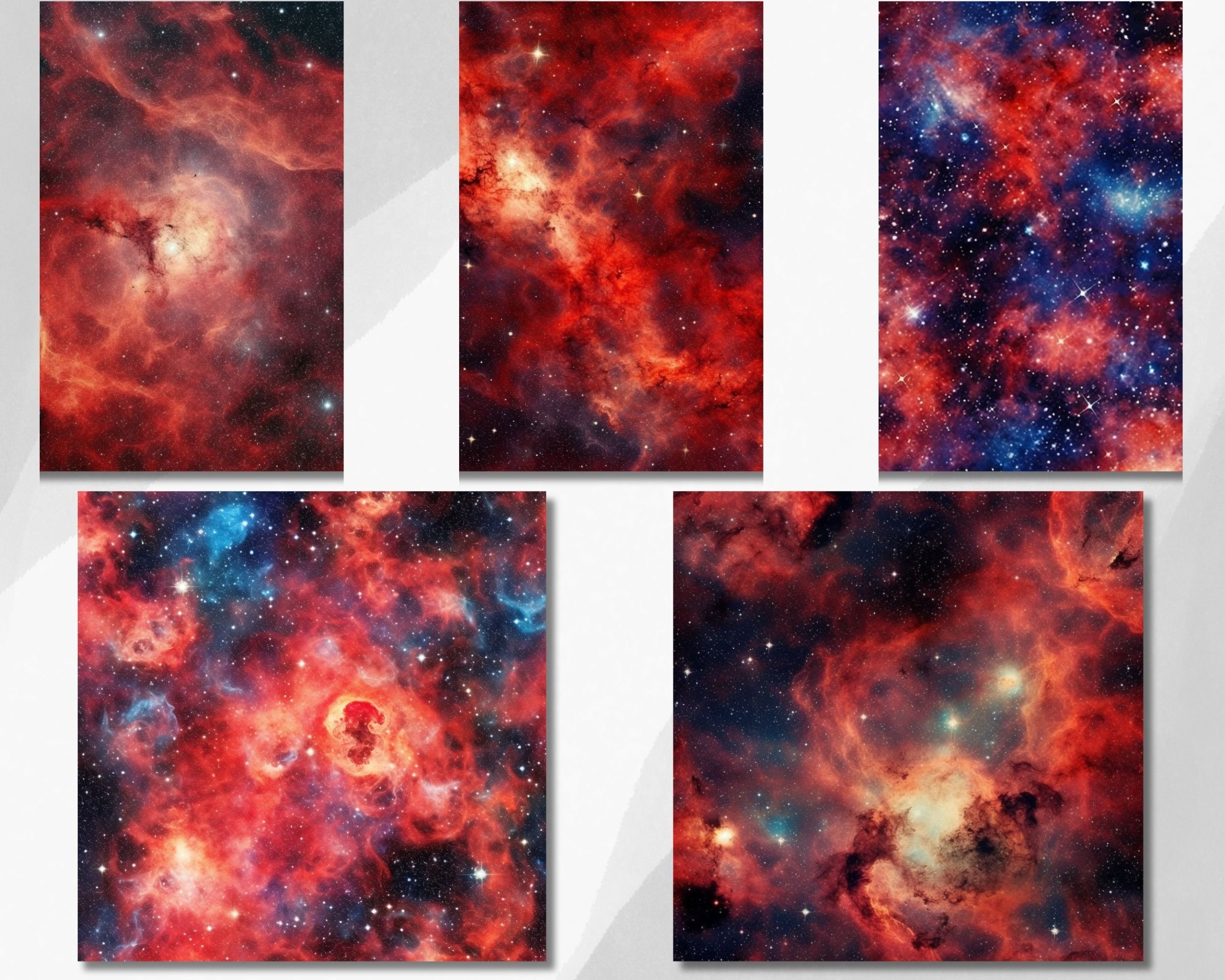 Red Galaxy Backgrounds Digital Paper Outer Space Textures With Starry ...