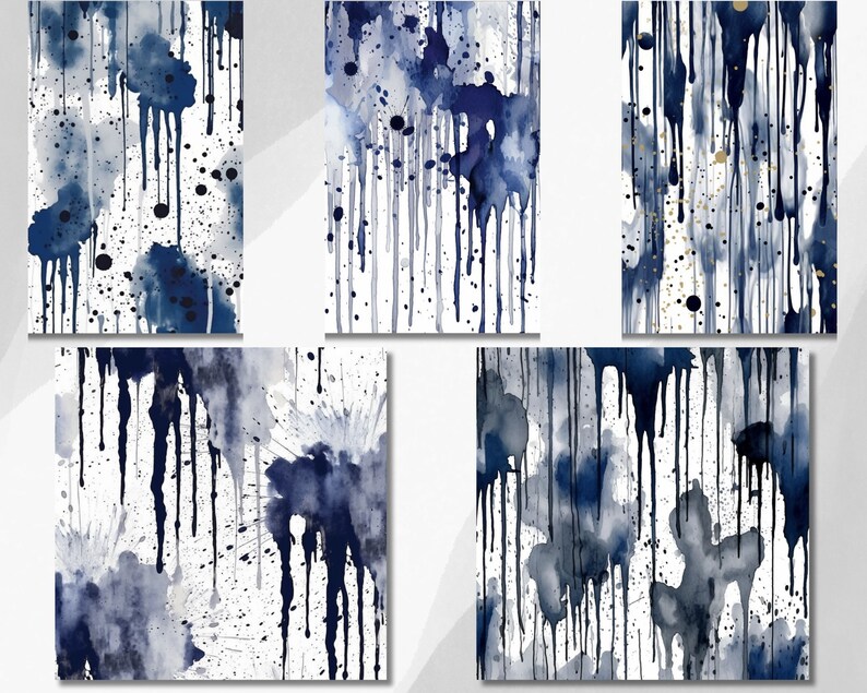 Navy & Gray Watercolor Splatter Digital Paper (seamless) - Etsy
