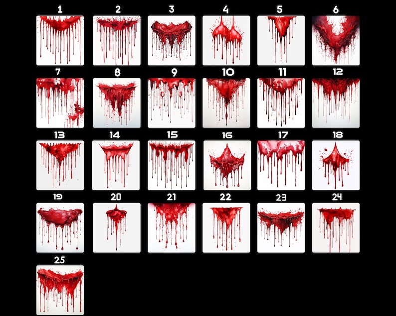 Blood Drip Watercolor Clipart, Vampire Paint Splash Overlays (digital ...