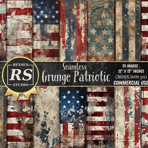 Grunge Patriotic Digital Paper: Seamless Vintage Textures (digital ...