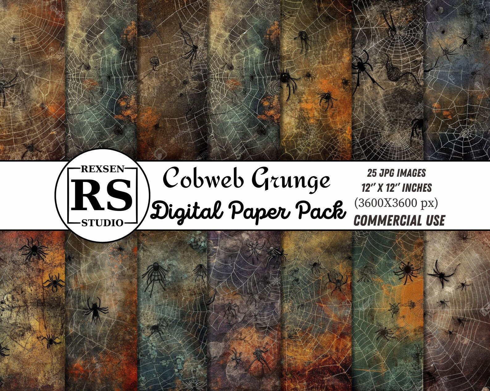 Cobweb Grunge Digital Paper, Printable Scrapbook Paper Halloween ...
