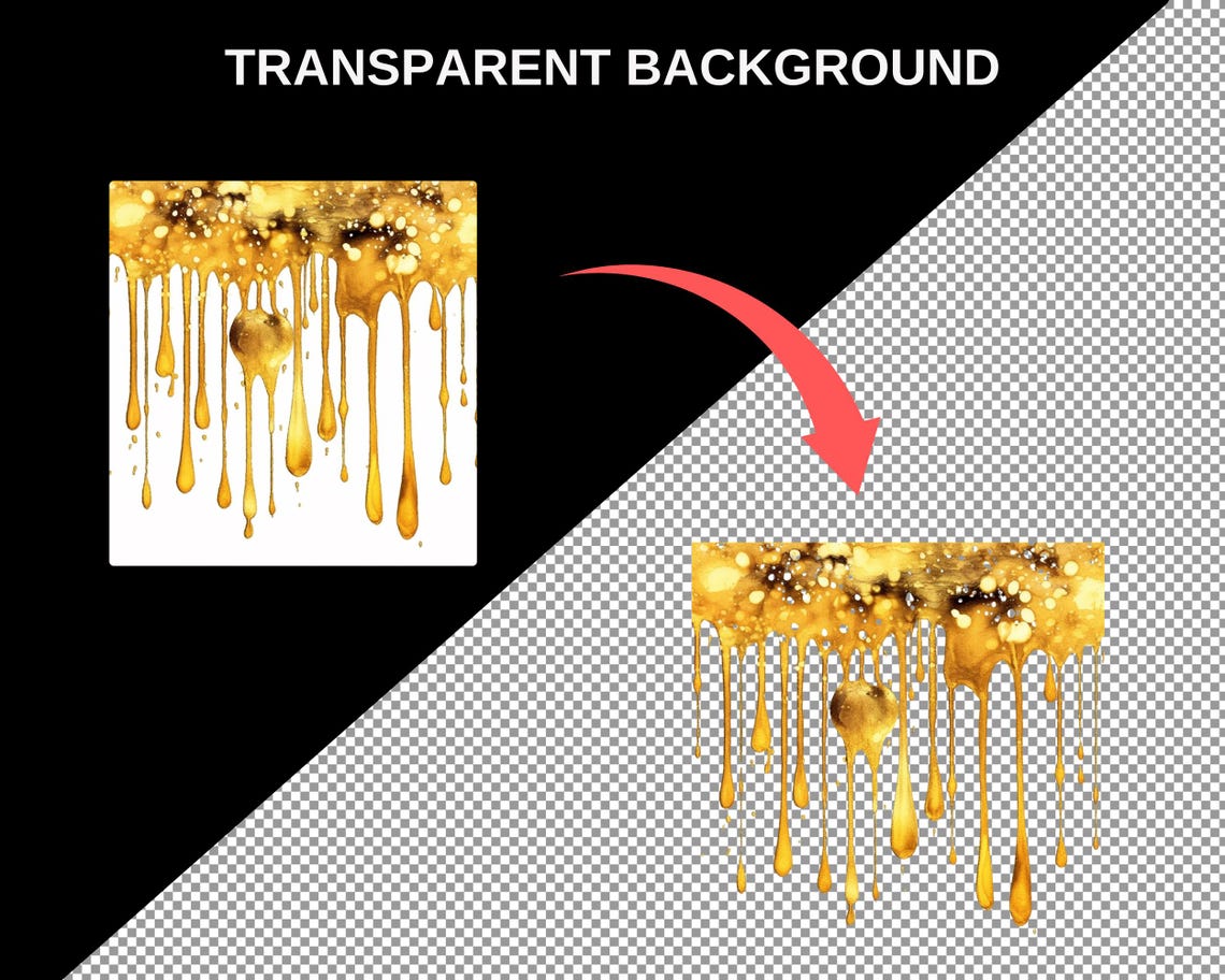 Gold Drip Clipart Bundle, Watercolor Paint Splash Overlays, Luxury Gold ...