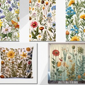 Wildflowers Summer Floral Digital Paper Pack, Wildflowers Greenery ...