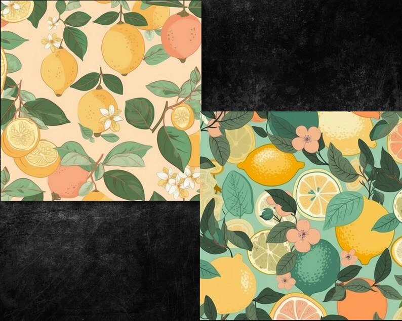 Cute Lemons Digital Paper - Seamless Pastel Citrus Fruit Background ...