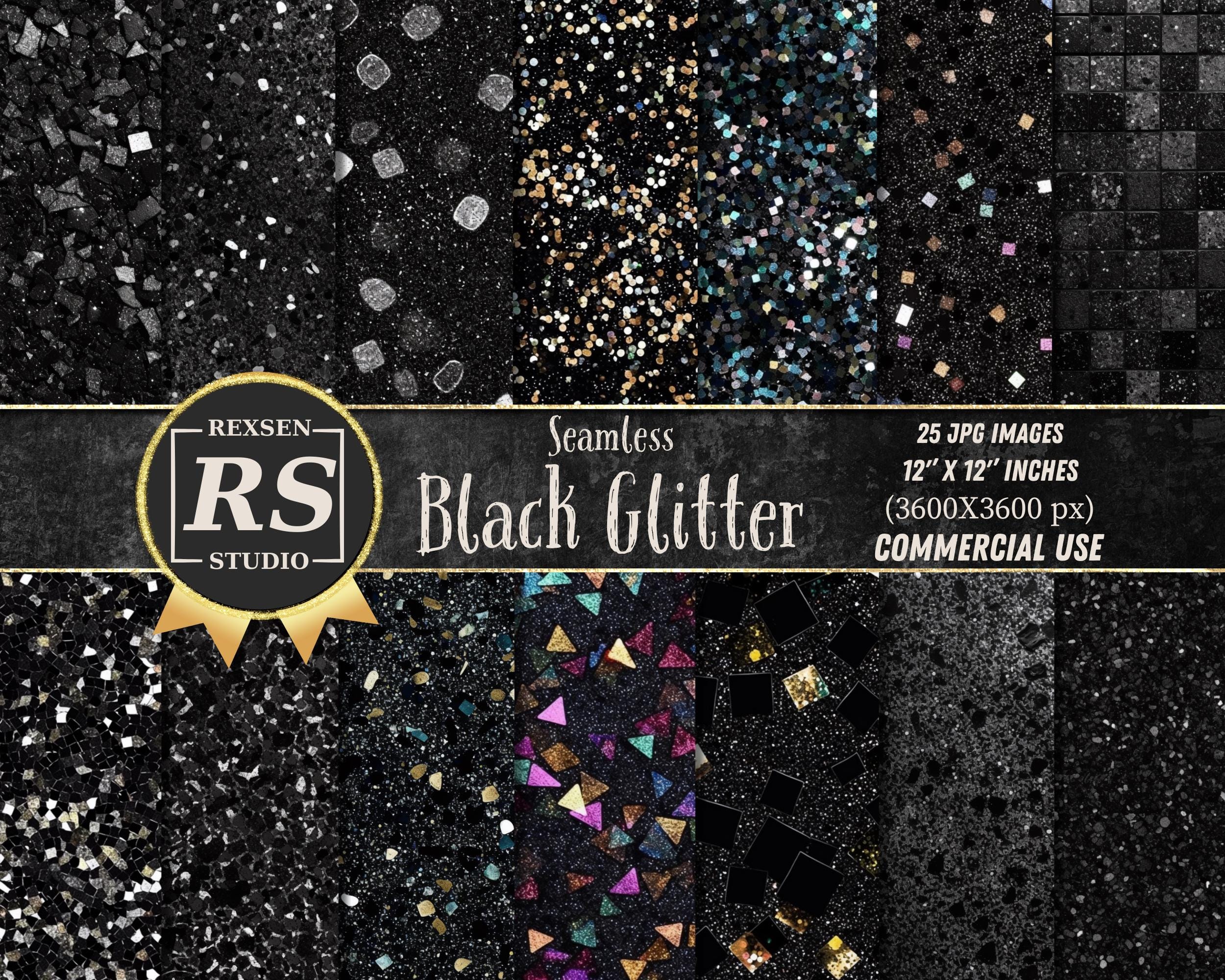 Black Glitter Digital Paper Pack, 25 Seamless Glam Textures, Luxury ...