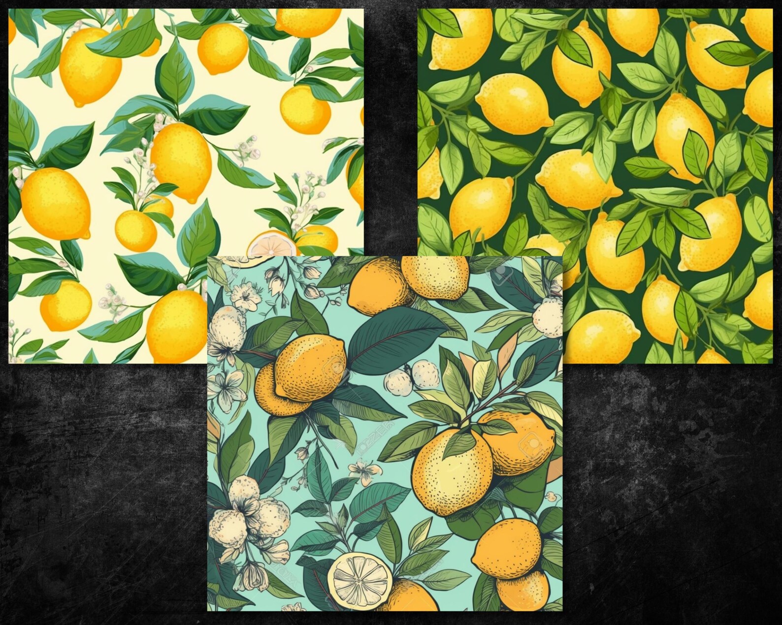 Cute Lemons Digital Paper - Seamless Pastel Citrus Fruit Background ...