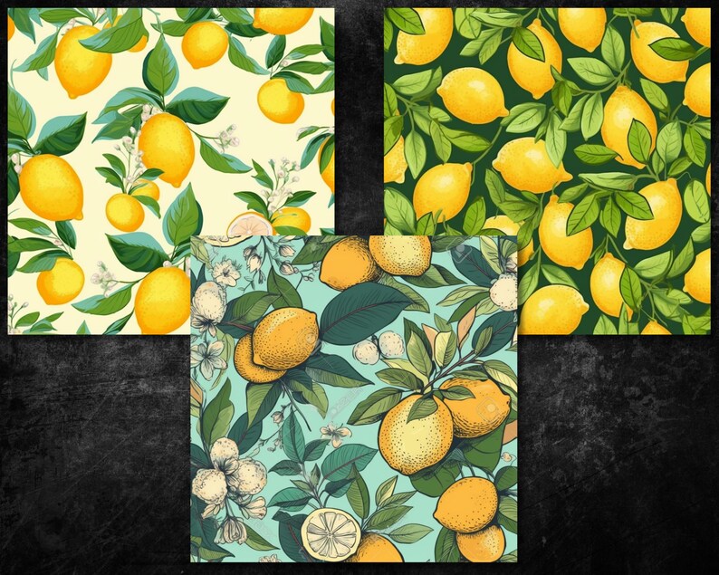 Cute Lemons Digital Paper - Seamless Pastel Citrus Fruit Background ...