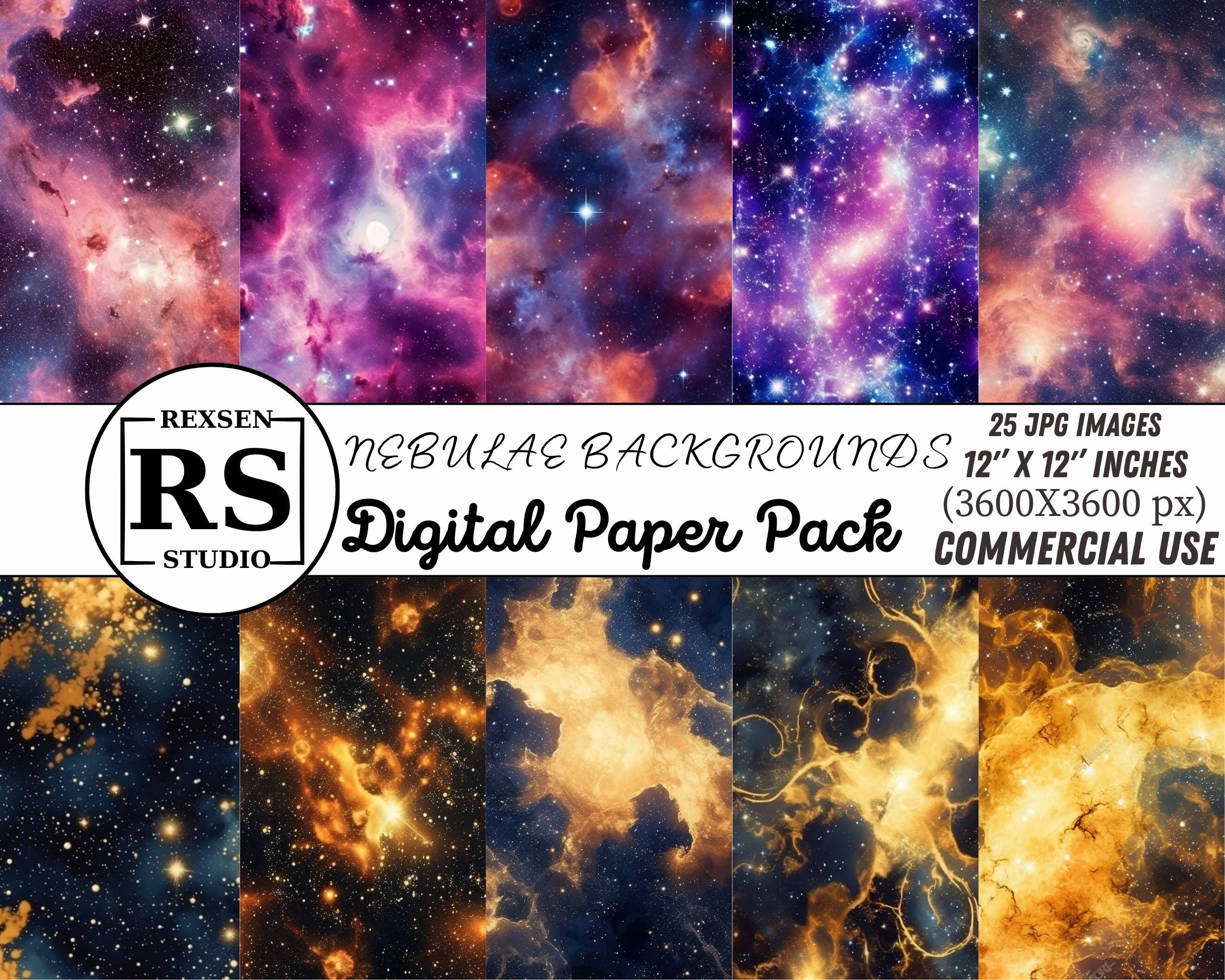 Nebulae Digital Paper, Seamless Texture Galaxy Nebula and Star ...