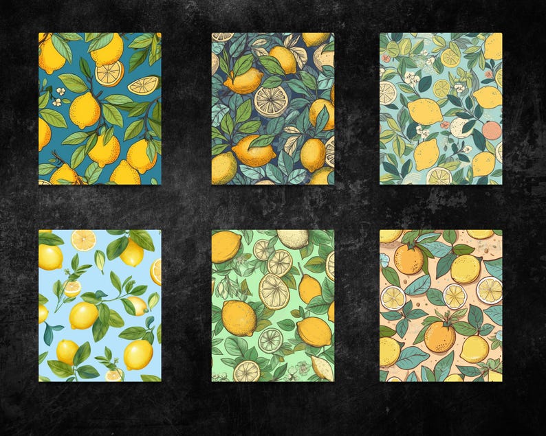 Cute Lemons Digital Paper - Seamless Pastel Citrus Fruit Background ...