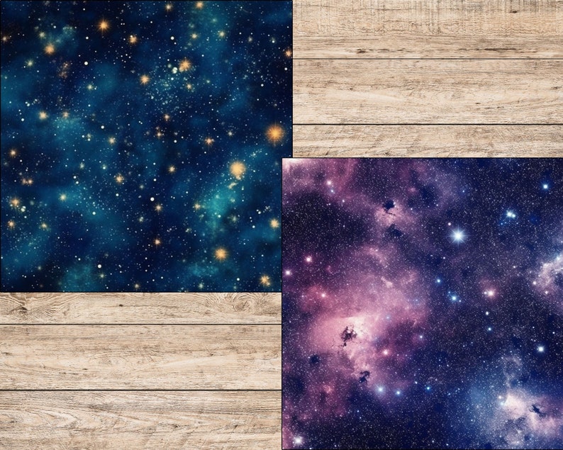 Galaxy Stars Digital Paper, Night Sky Stars, Painted Galaxy, Colorful ...