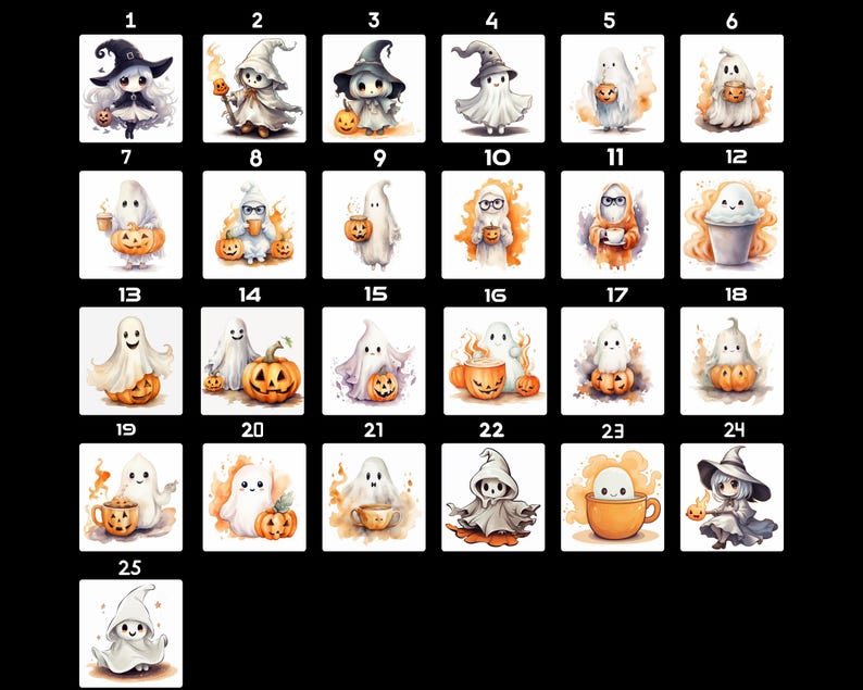 Watercolor Halloween Ghost Clipart Bundle (PNG) - Etsy