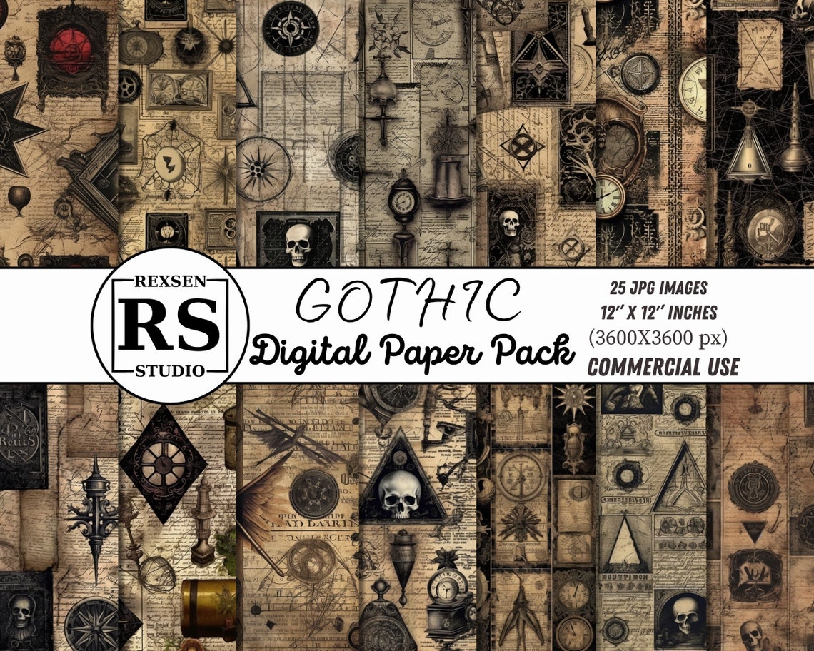 Gothic Junk Journal Pages, Dark Fantasy Scrapbook Page, Occult Journal ...