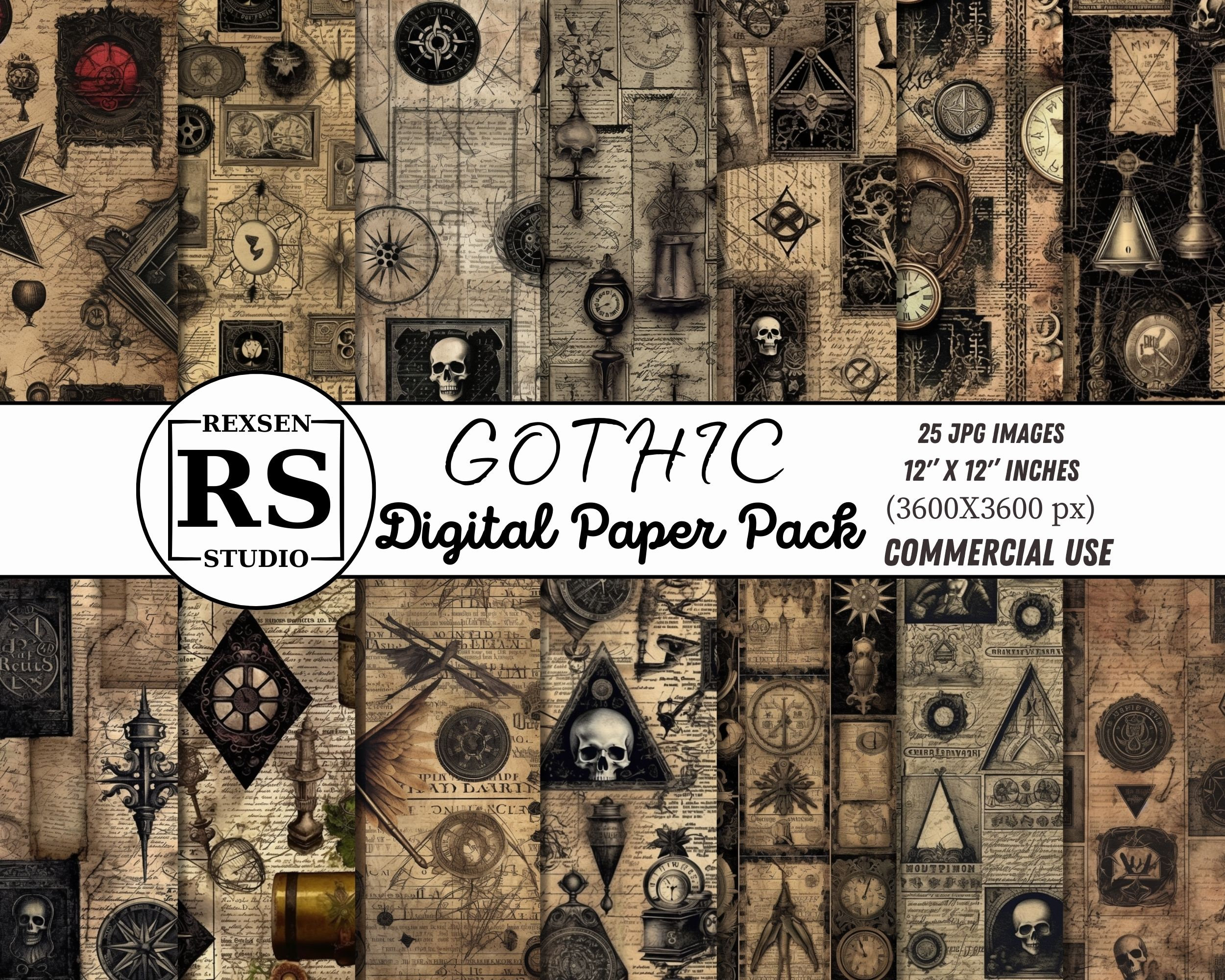 Gothic Junk Journal Pages, Dark Fantasy Scrapbook Page, Occult Journal ...