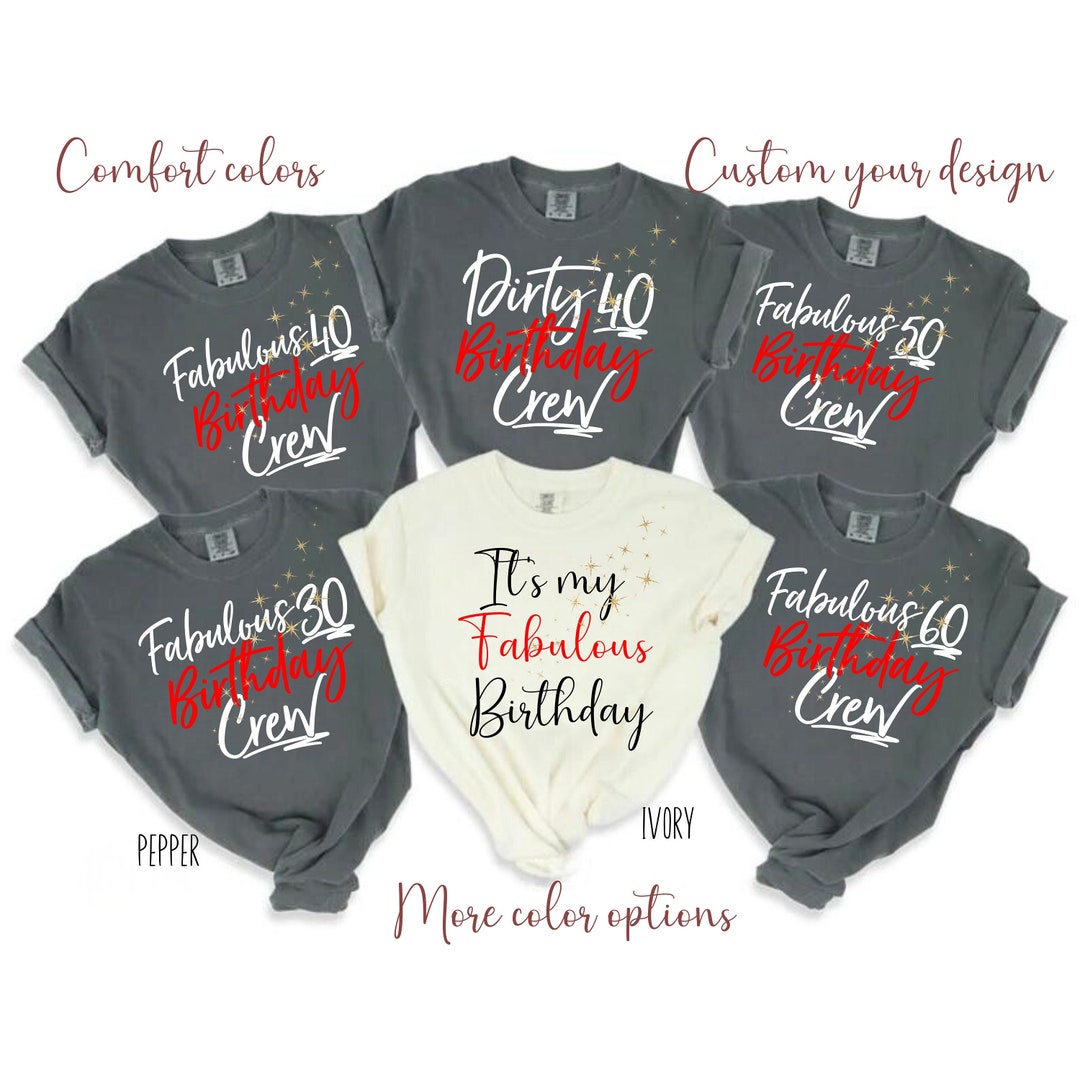 Personalized Birthday Shirt,custom Age Fabulous Tee,birthday Crew Group ...