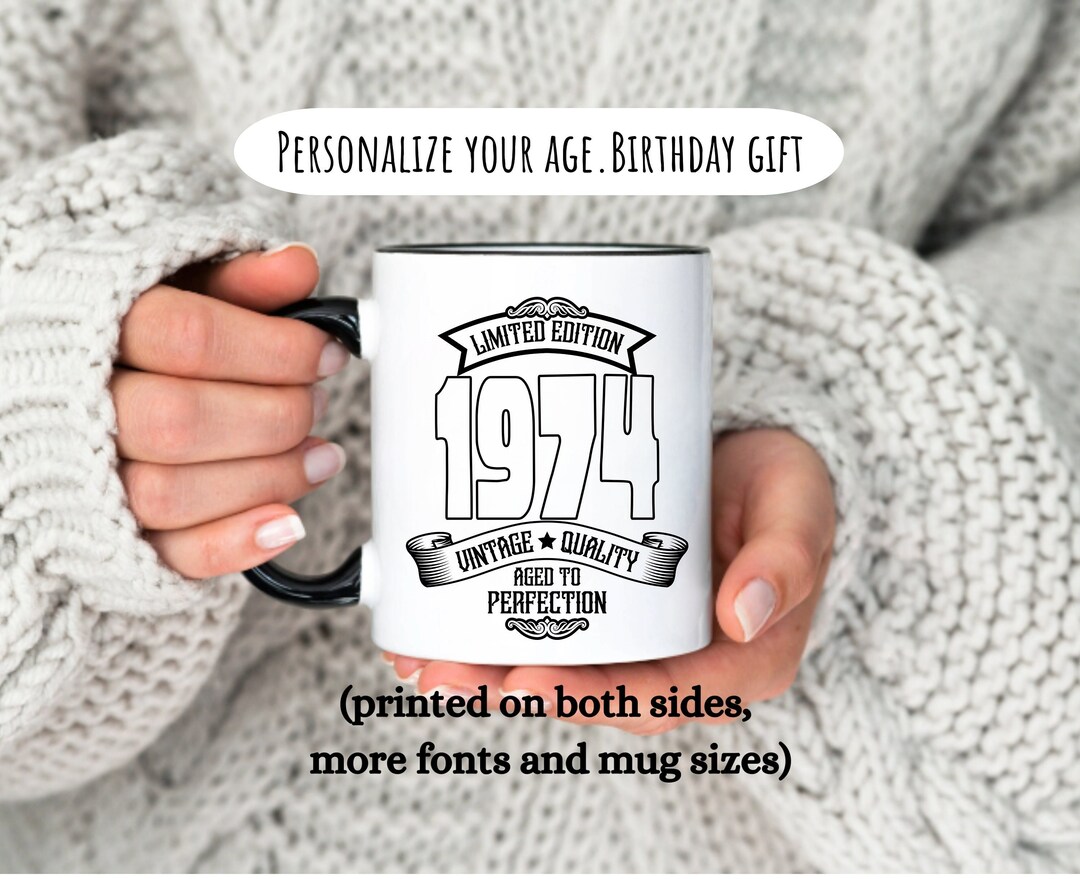 Personalized 1974 Vintage Birthday Mug Retro 50th Birthday Gift for Men ...