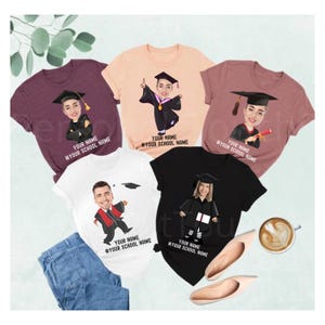 Custom Face Graduation Shirts, Personalized Tees for Adults & Kids, Fun ...