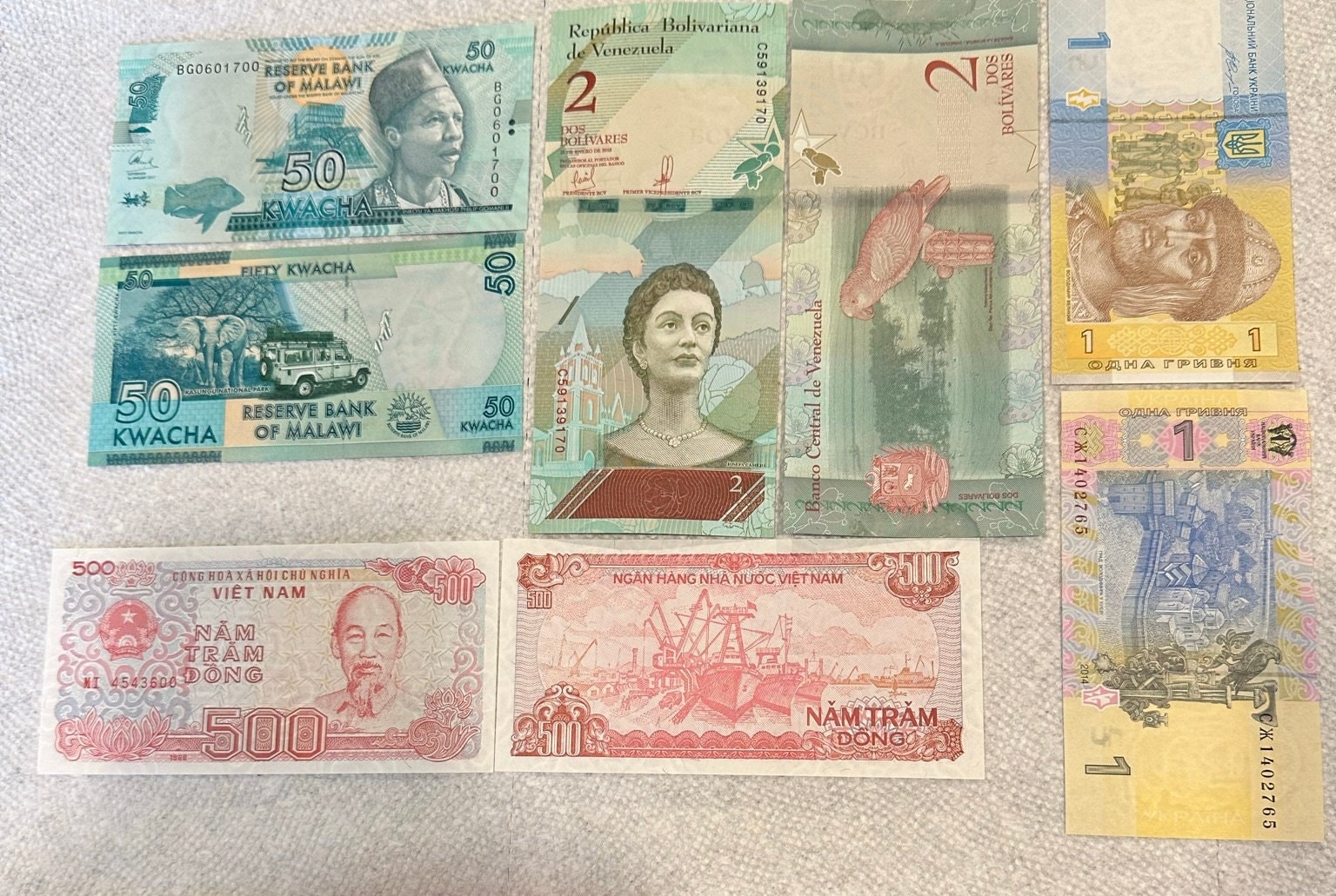 Uncirculated Lot of 10 Different Foreign Paper Money Banknotes ...