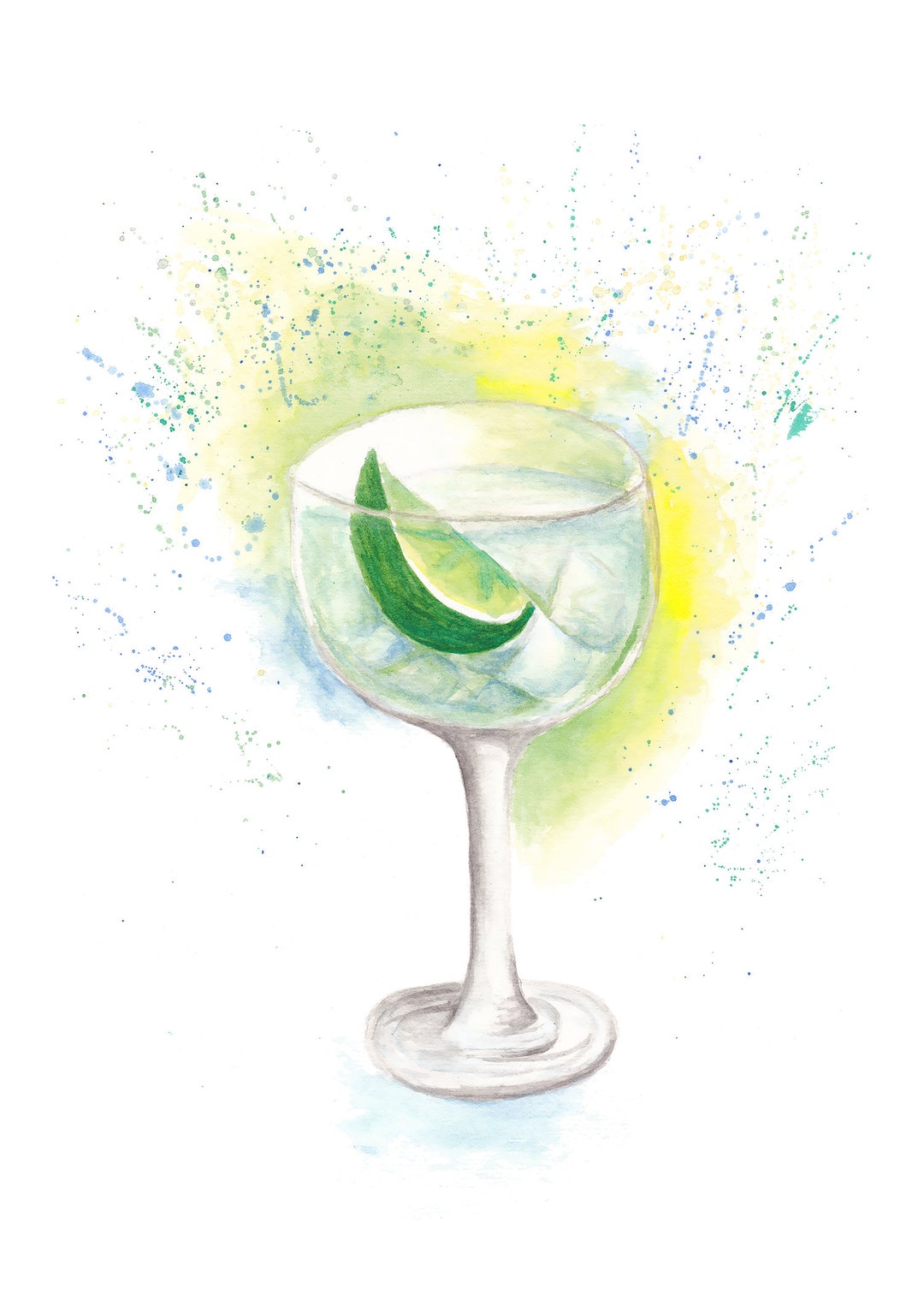 Gin and Tonic Watercolour Artwork for Home Decor or Gift. Digital ...