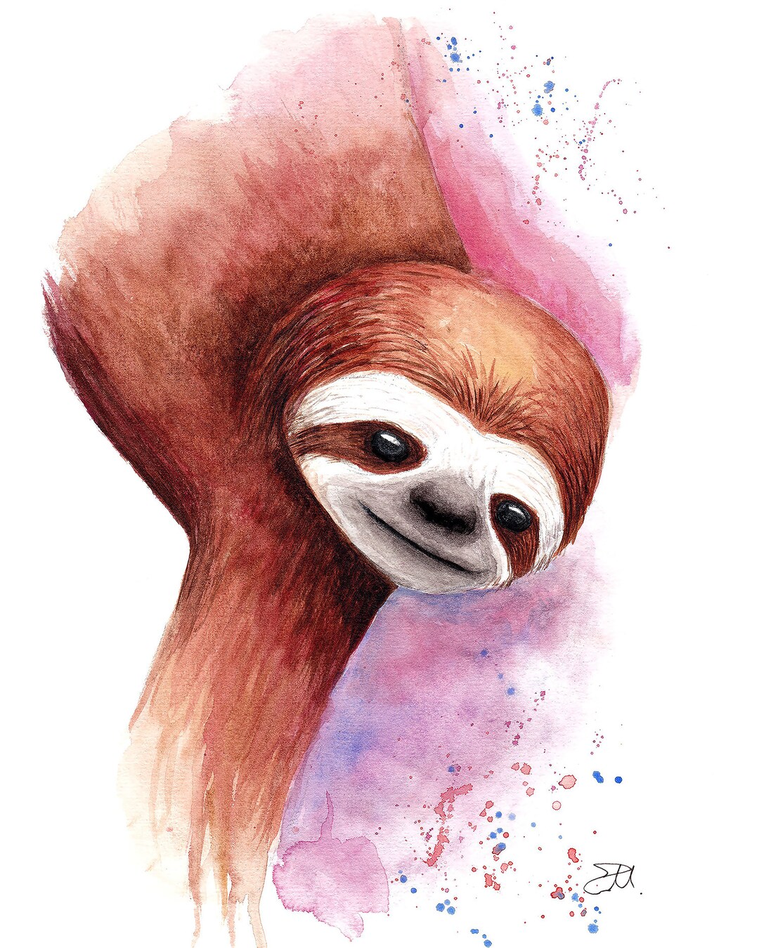 Watercolour Sloth Painting. Beautiful Art Digital Download for Home ...