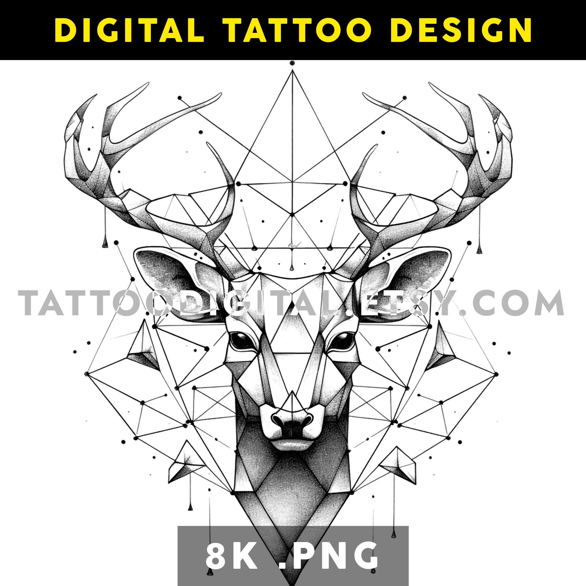 Half Stag Skull Tattoo