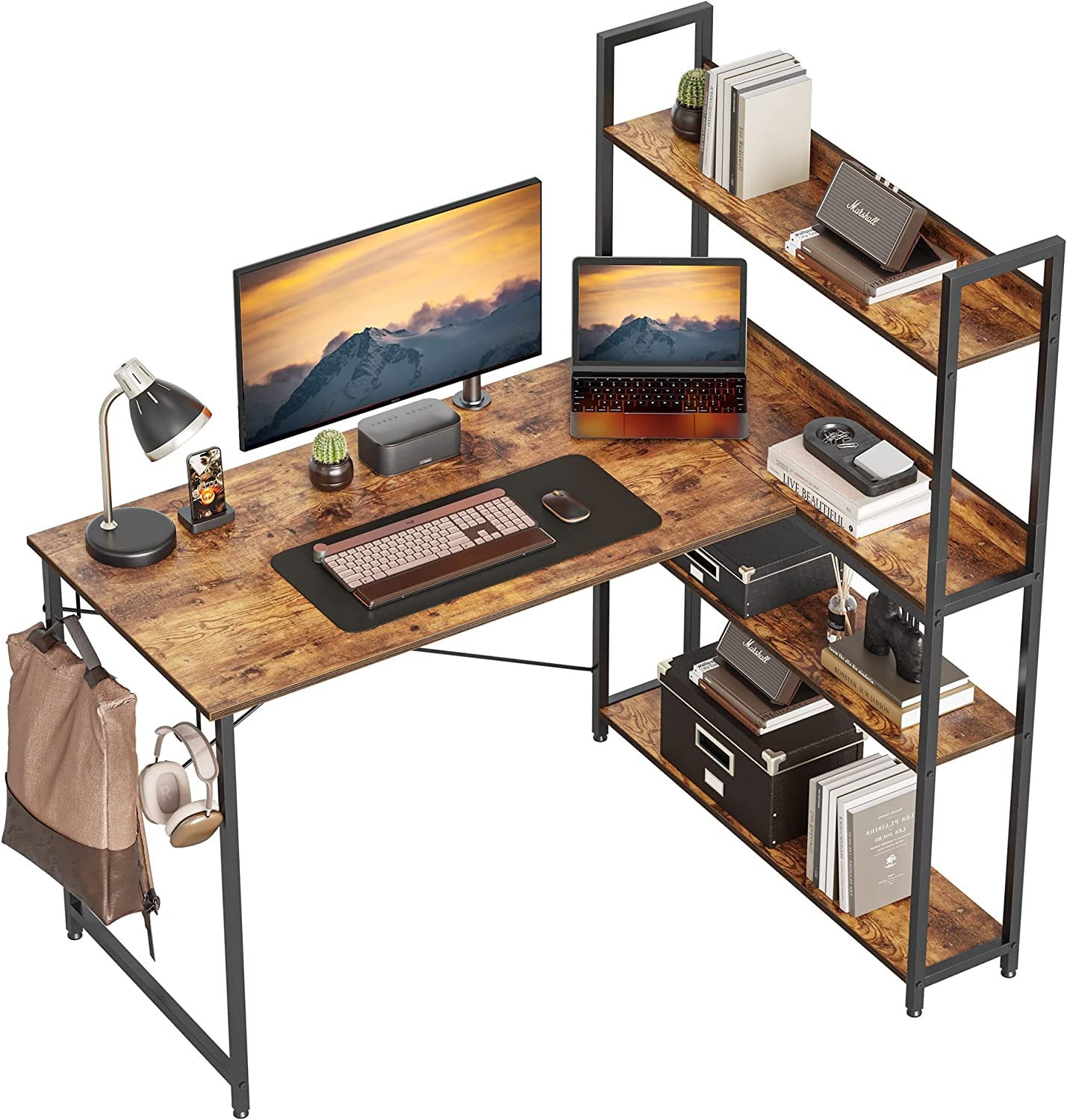 Computer Desk With Storage Shelves, Small L Shaped Desk Home Office ...