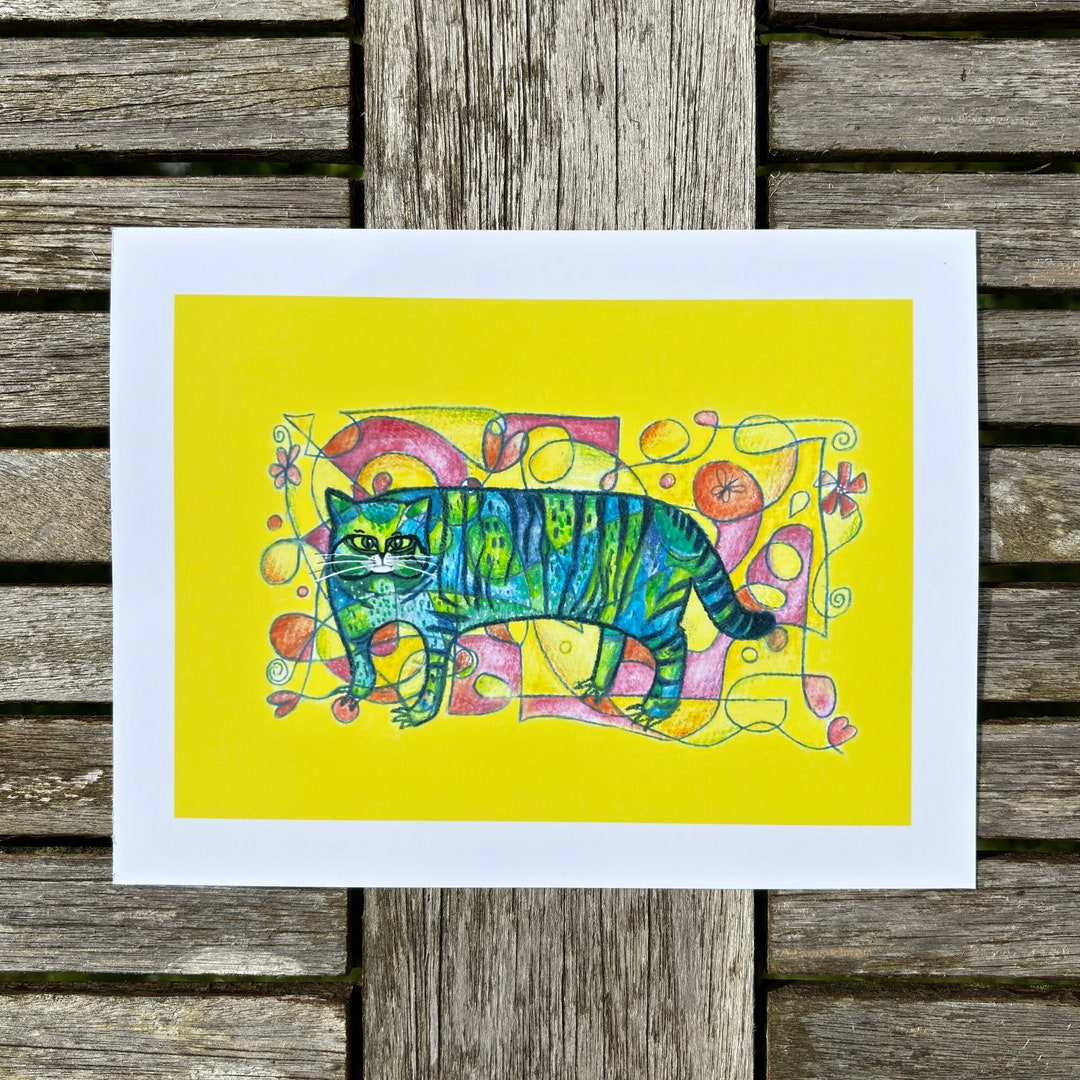 Cute Scottish Wildcat Art Print | Highland Wildcat Print | Small Giclee ...