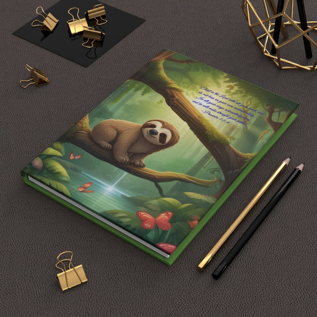 Cute Sloth Journal Animal Print Pad Christian Notebook Bible Verse ...